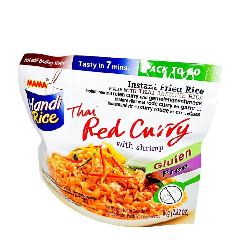 Instant Fried Rice, Thailändsk Röd Curry med räkor - Drakfrukt.se